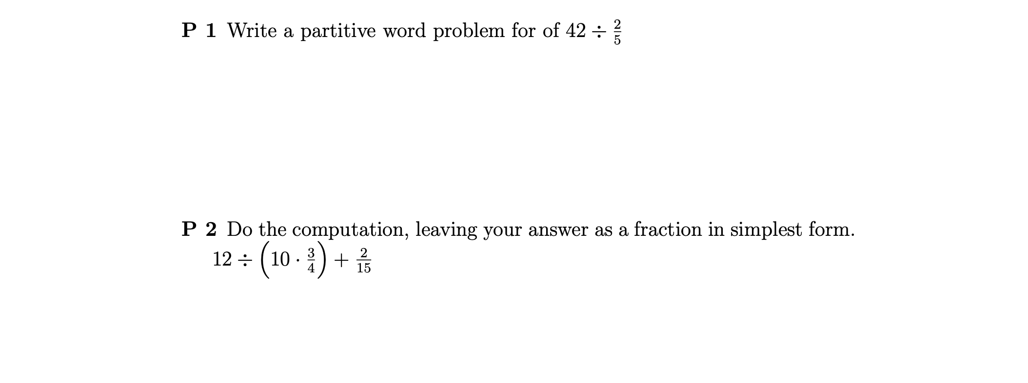 Solved P 1 Write a partitive word problem for of 42 P 2 Do | Chegg.com