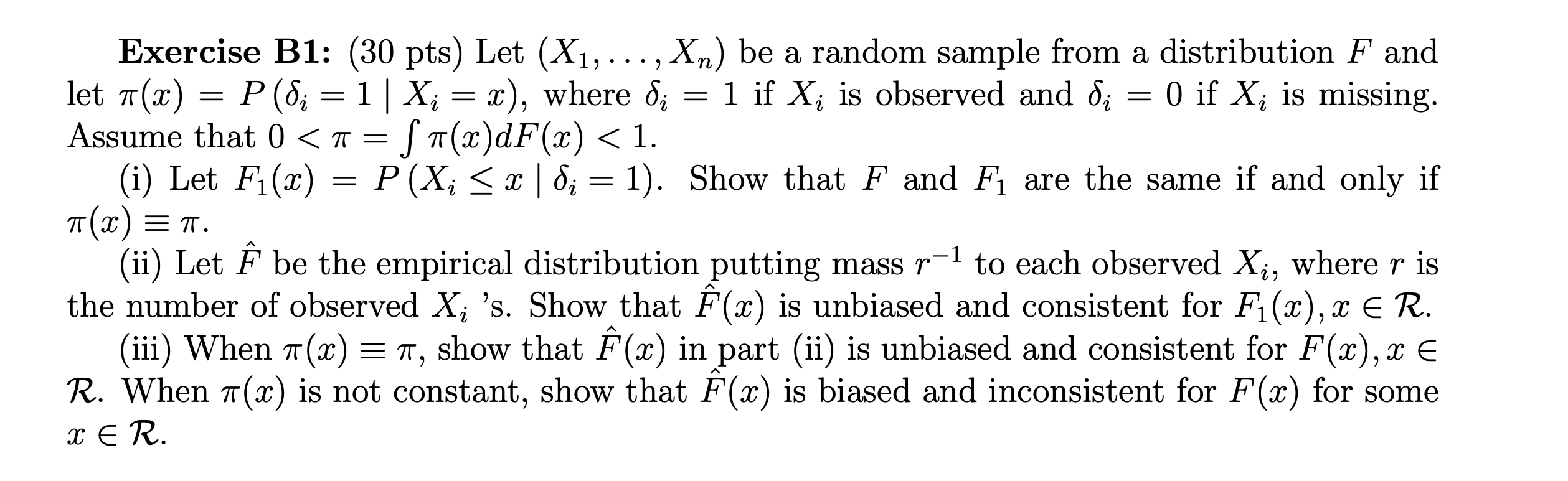 Exercise B1: (30 pts) Let (X1,…,Xn) be a random | Chegg.com