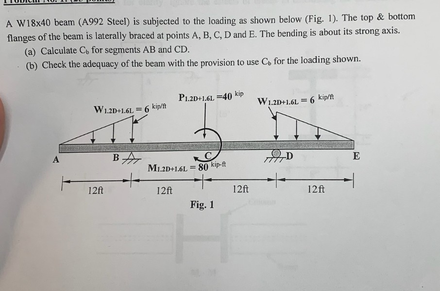 A W18x40 beam (A992 Steel) is subjected to the | Chegg.com