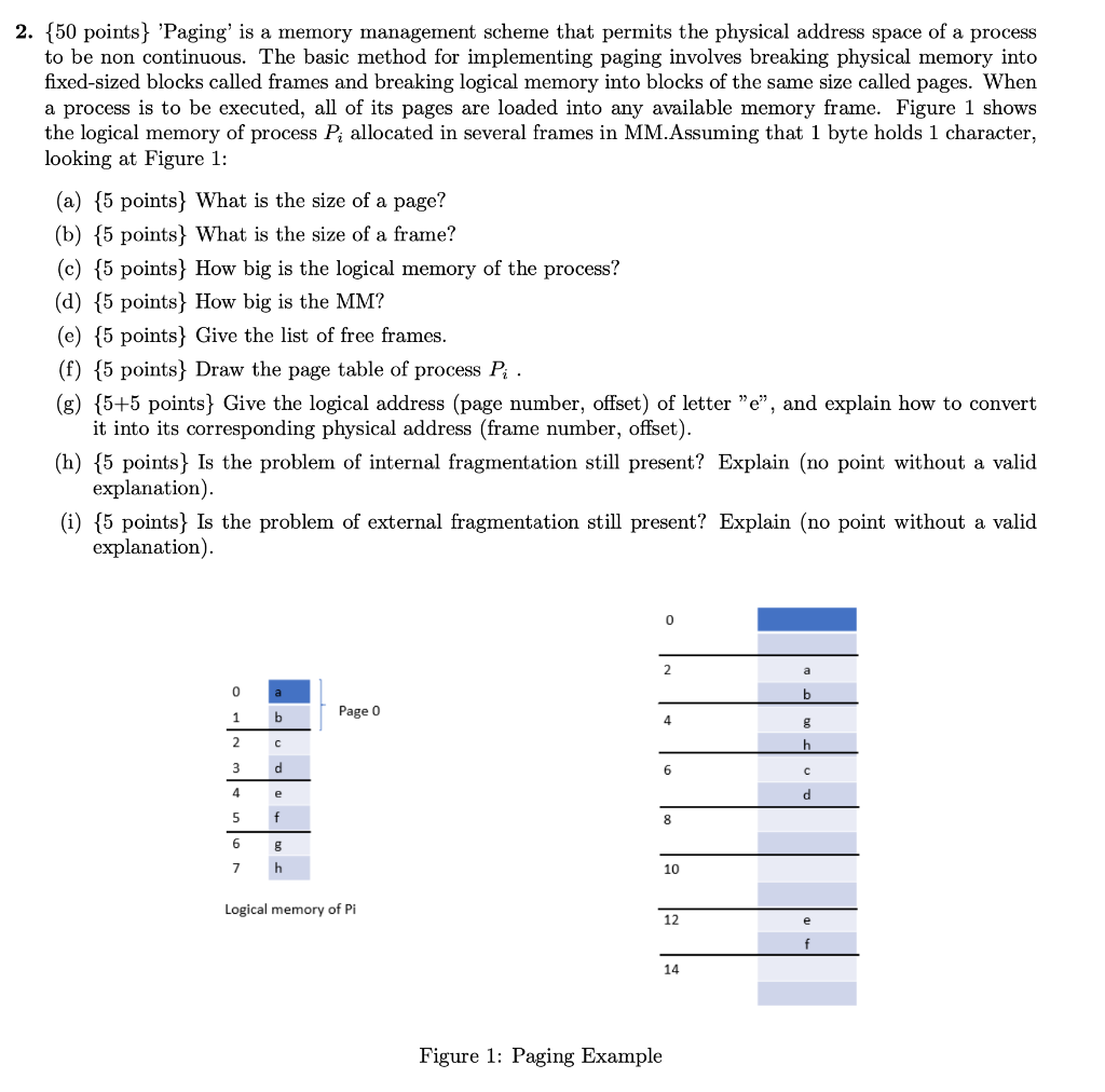Solved 2. {50 points} 'Paging' is a memory management scheme | Chegg.com
