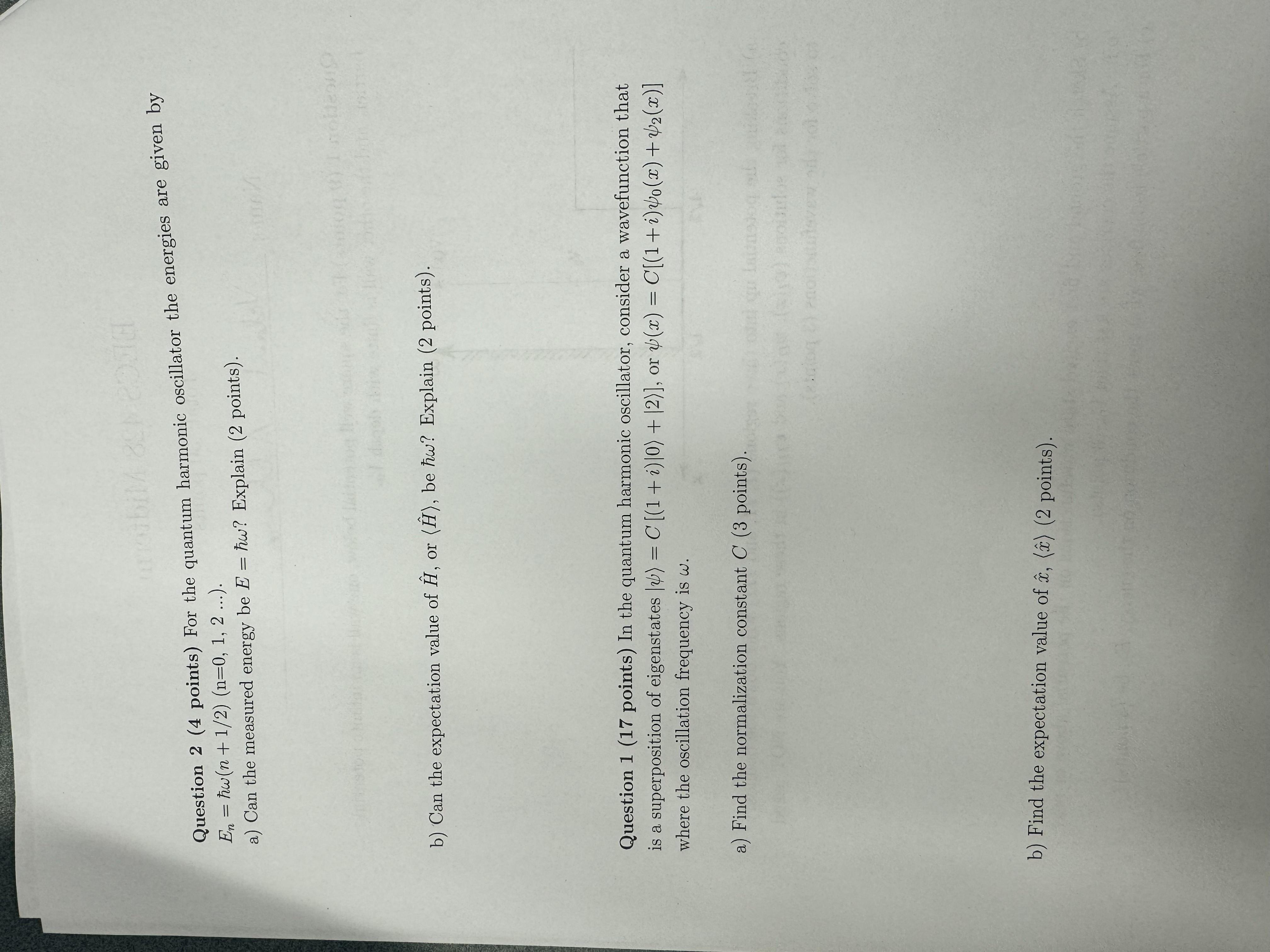 Solved Question 2 (4 points) For the quantum harmonic | Chegg.com