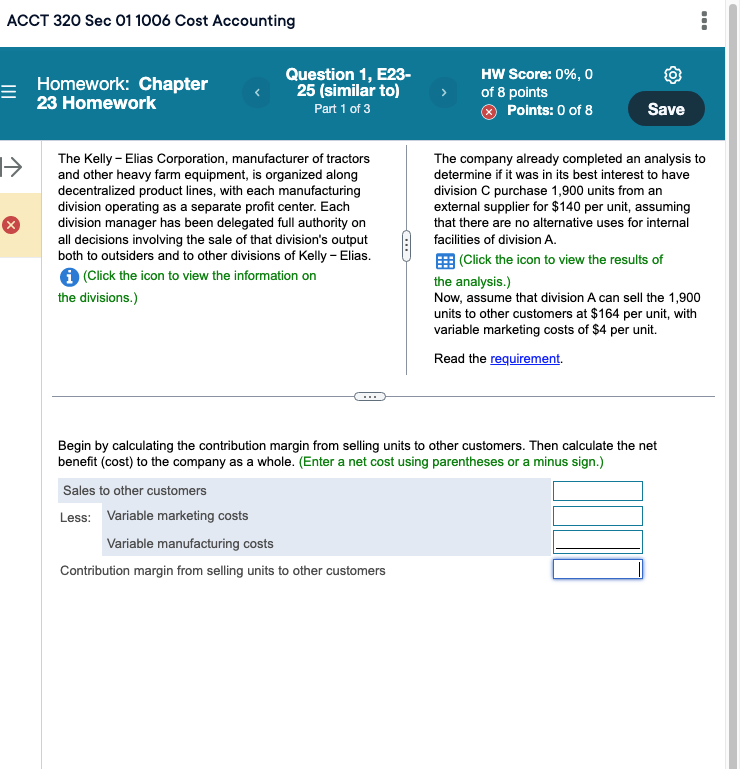 ACCT 320 Sec 011006 Cost Accounting Homework: Chapter | Chegg.com