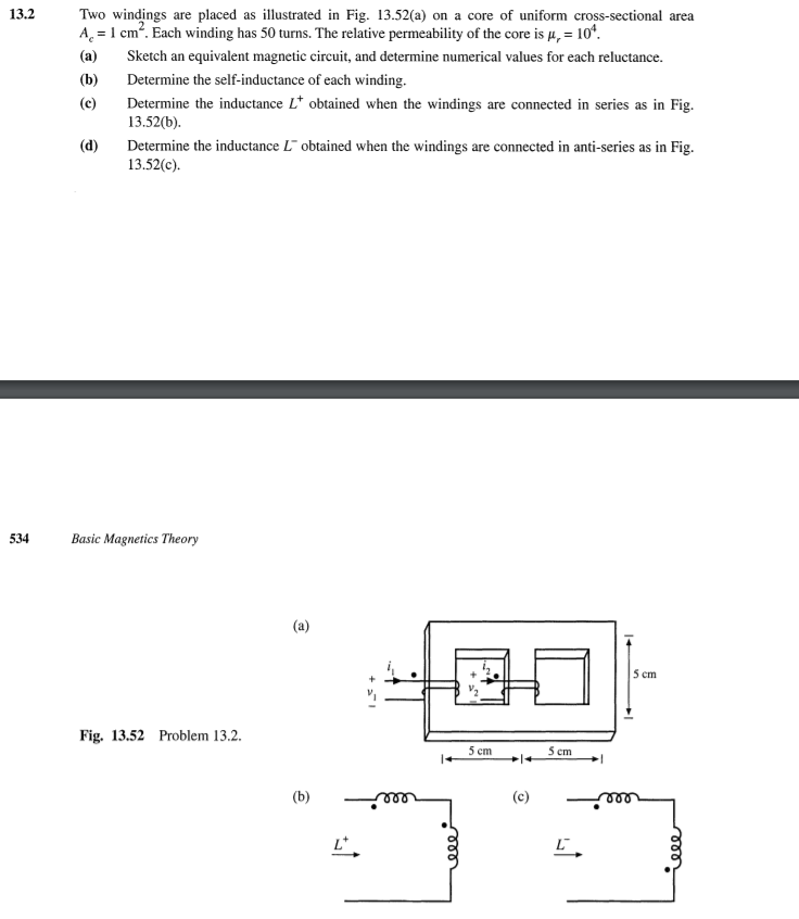 Solved 13.2 Two windings are placed as illustrated in Fig. | Chegg.com