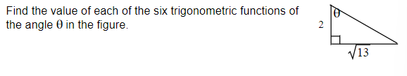 Solved Find the value of each of the six trigonometric | Chegg.com
