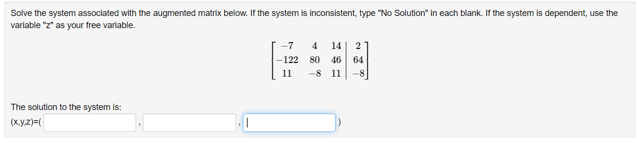 Solved Solve the system associated with the augmented matrix | Chegg.com