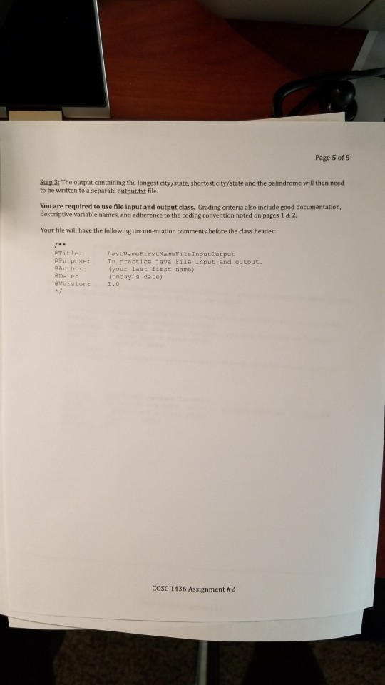 Solved Your file will have the following documentation | Chegg.com