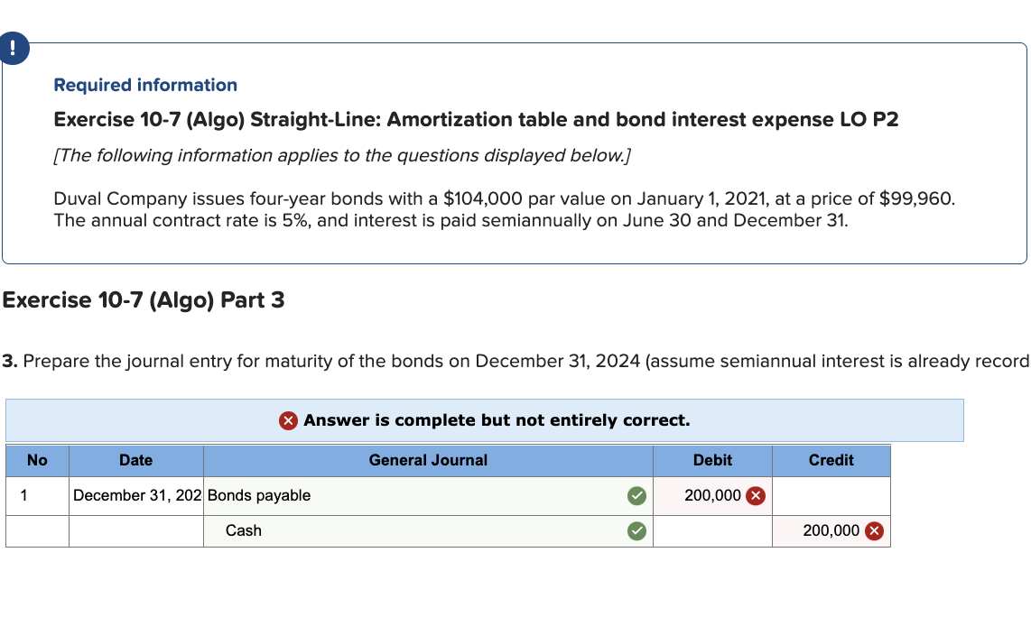 Solved Required information Exercise 10-7 (Algo) | Chegg.com