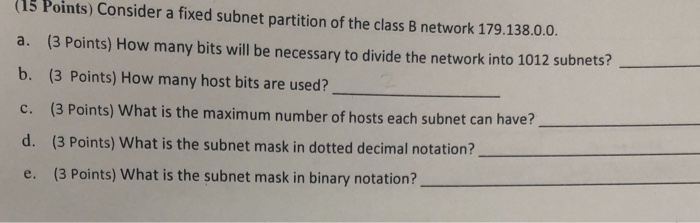 Solved (15 Points) Consider a fixed subnet partition of the | Chegg.com