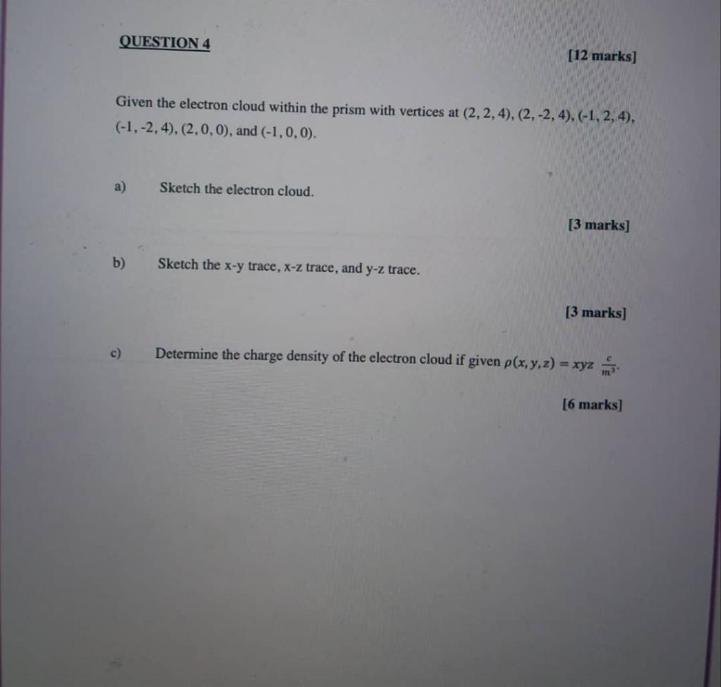 Solved QUESTION 4 [12 marks] Given the electron cloud within | Chegg.com