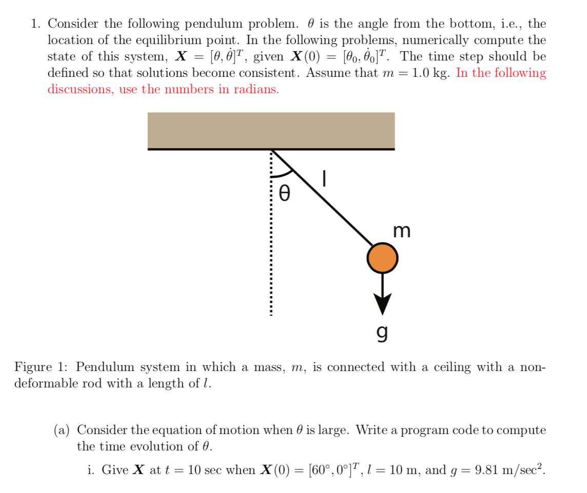1. Consider the following pendulum problem. O is the | Chegg.com