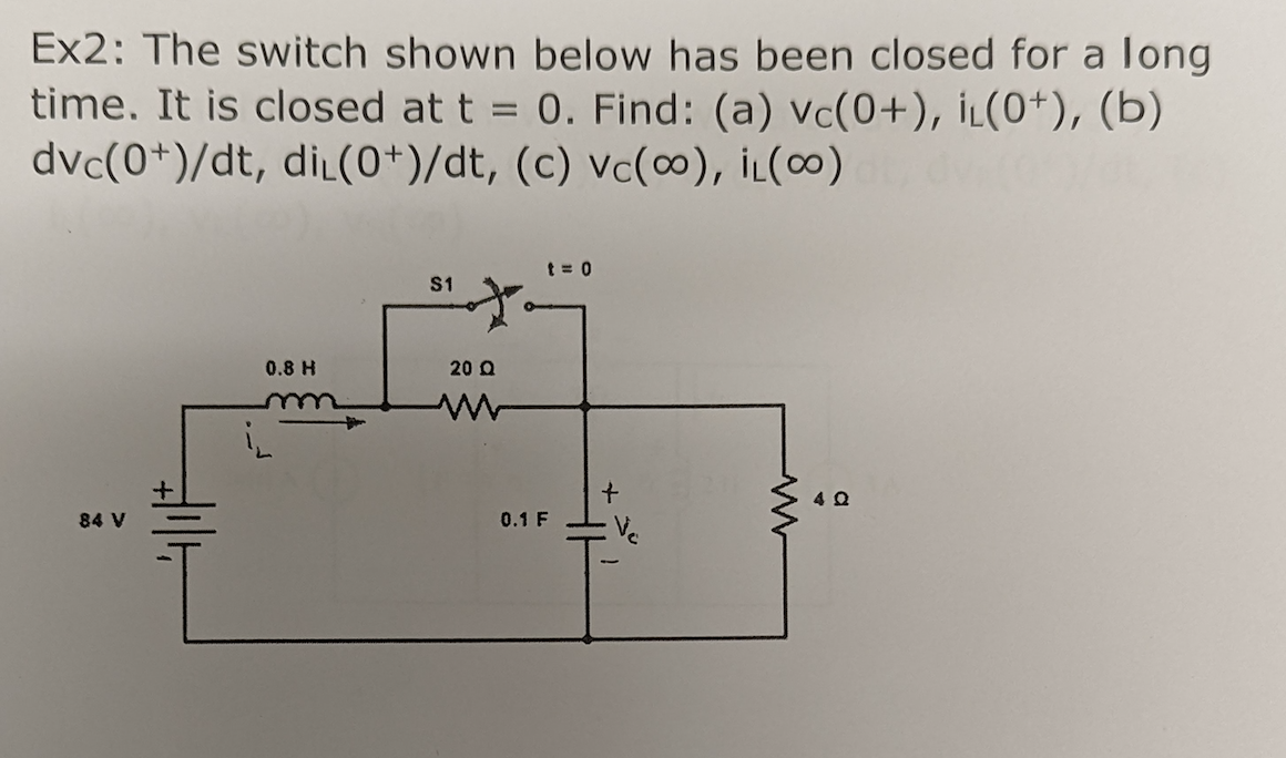 Solved Ex2: The switch shown below has been closed for a | Chegg.com