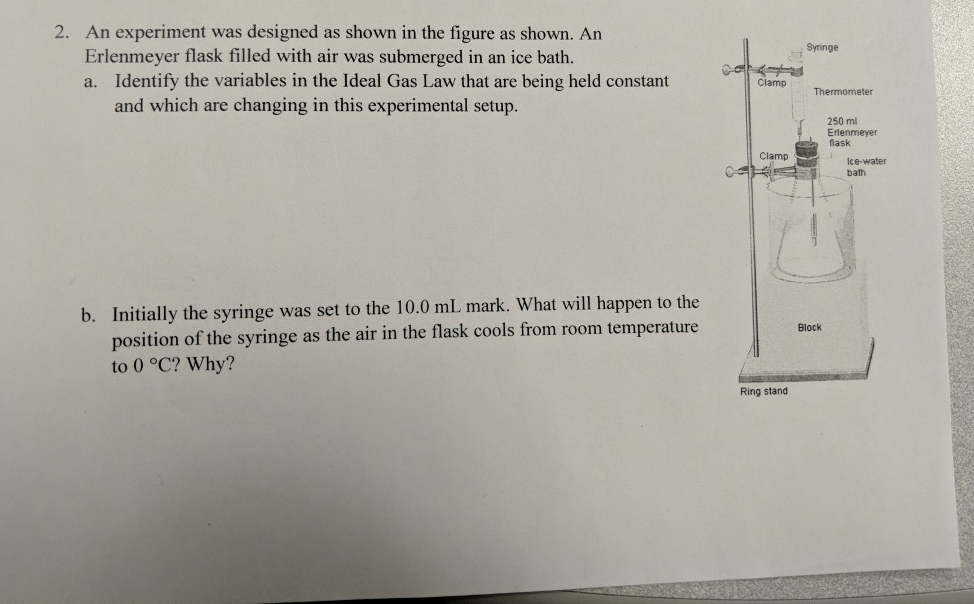 Solved Syringe 2. An experiment was designed as shown in the | Chegg.com