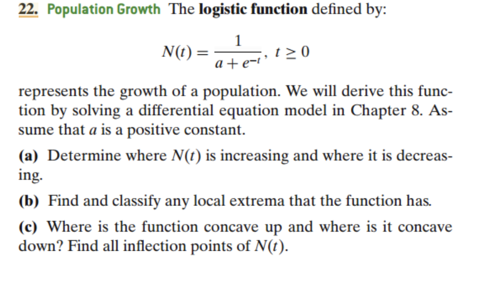 Solved 22. Population Growth The logistic function defined | Chegg.com