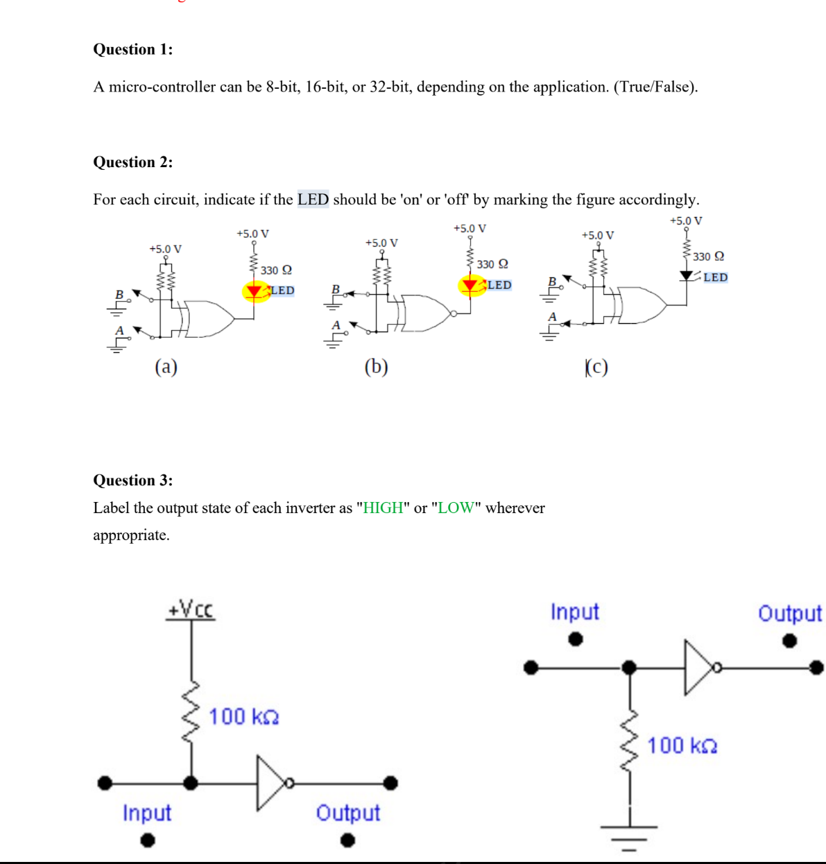 Solved Question 1:A micro-controller can be 8 -bit, 16-bit, | Chegg.com