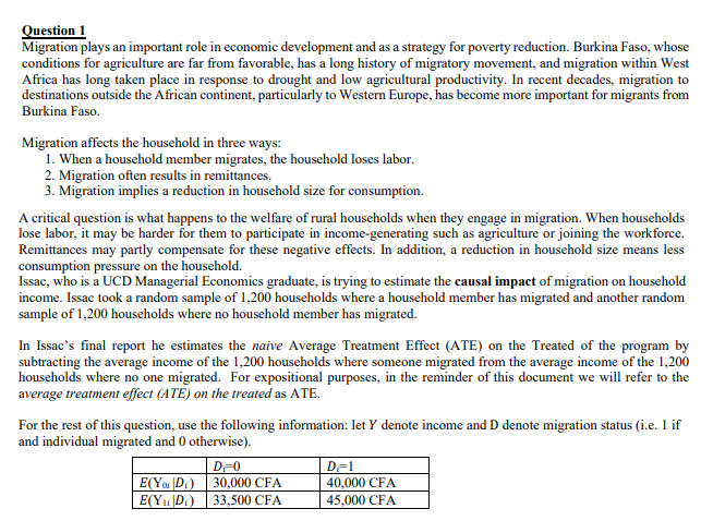 Question 1 Migration plays an important role in | Chegg.com