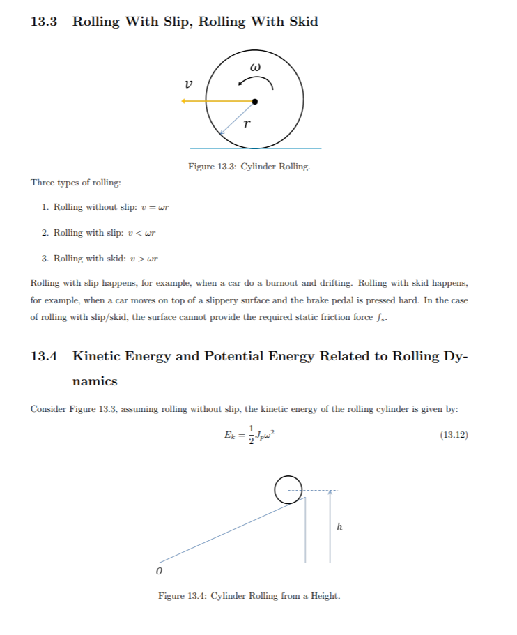 Solved 13.3 Rolling With Slip, Rolling With Skid Figure | Chegg.com