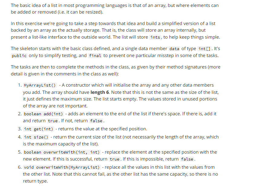 Solved The basic idea of a list in most programming | Chegg.com