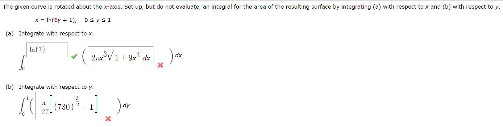 Solved The given curve is rotated about the x-axis. Set up, | Chegg.com