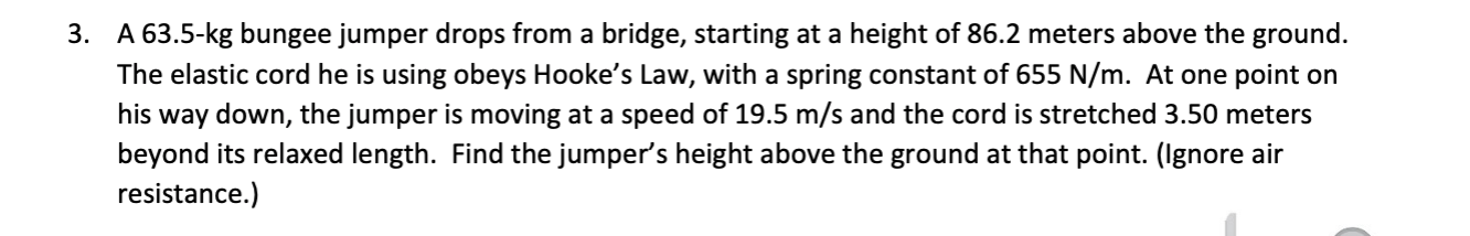 Solved A 63.5- kg bungee jumper drops from a bridge, | Chegg.com