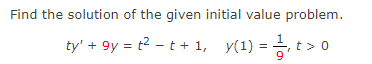 Solved Find the solution of the given initial value problem. | Chegg.com