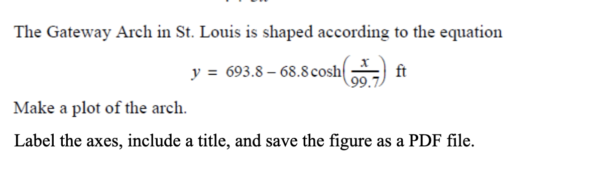 Solved The Gateway Arch in St. Louis is shaped according to | Chegg.com