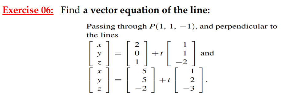 Solved id a vector equation of the line: Passing through \\( | Chegg.com