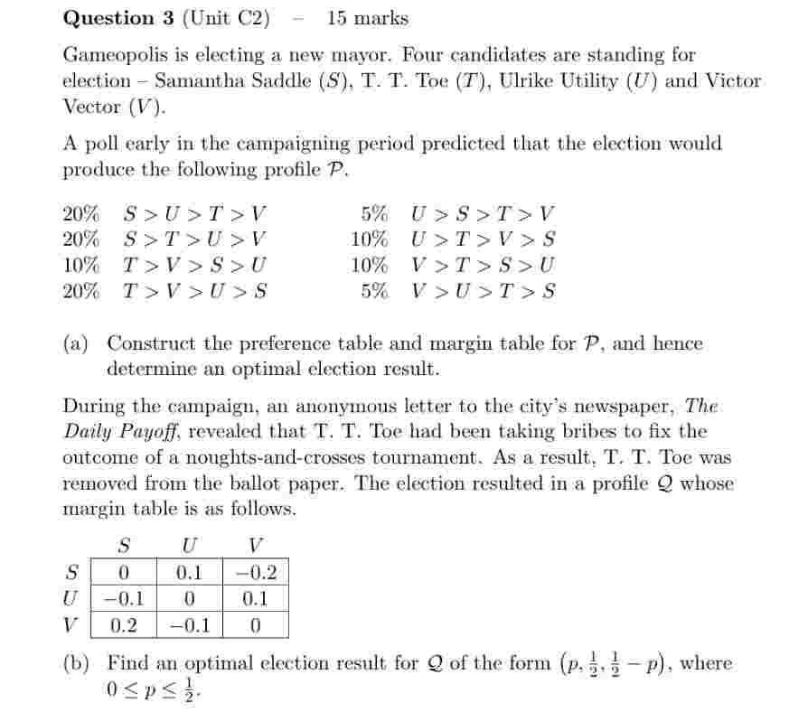 Solved Question 3 (Unit C2) - 15 ﻿marksGameopolis is | Chegg.com