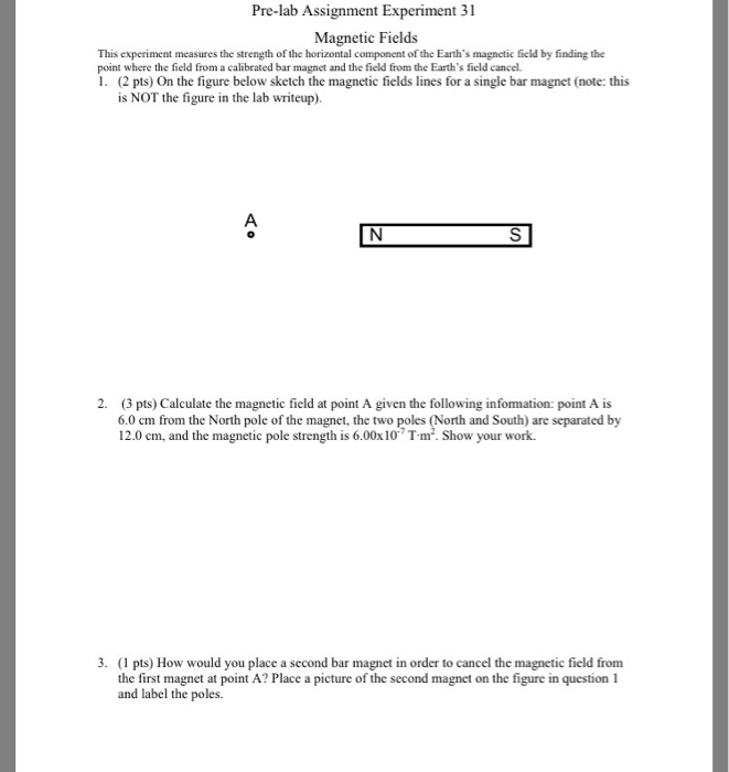 Solved Pre-lab Assignment Experiment 31 Magnetic Fields This | Chegg.com