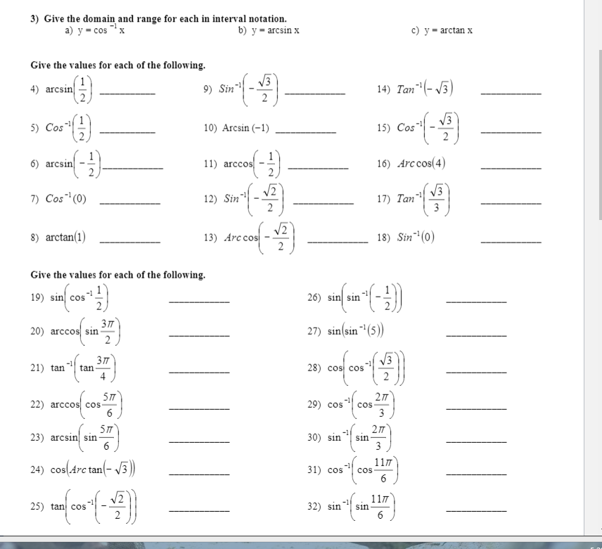 Solved 3) Give the domain and range for each in interval | Chegg.com
