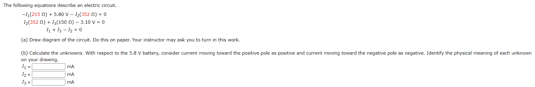 Solved The following equations describe an electric circuit. | Chegg.com