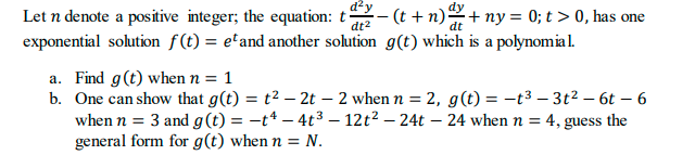 Solved Let n denote a positive integer; the equation: | Chegg.com