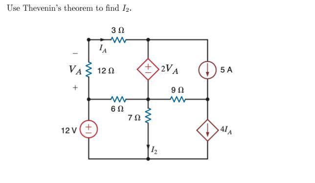 Solved Use Thevenin's theorem to find I2 | Chegg.com