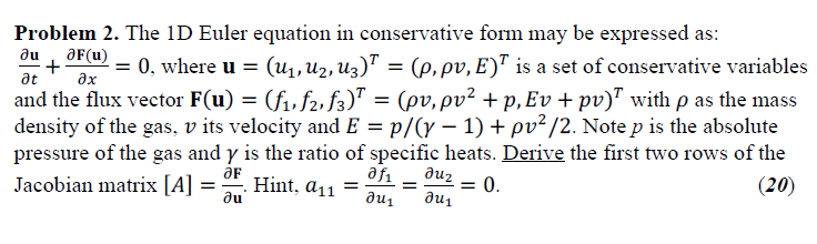 Solved ди = at ax = Problem 2. The 1D Euler equation in | Chegg.com