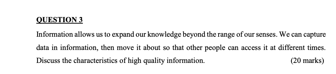 Solved QUESTION 3 Information allows us to expand our | Chegg.com