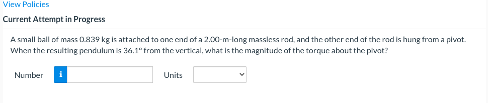 Solved A small ball of mass 0.839 kg is attached to one end | Chegg.com