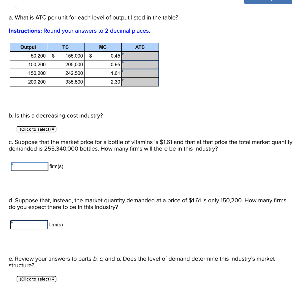 Solved a. What is ATC per unit for each level of output | Chegg.com
