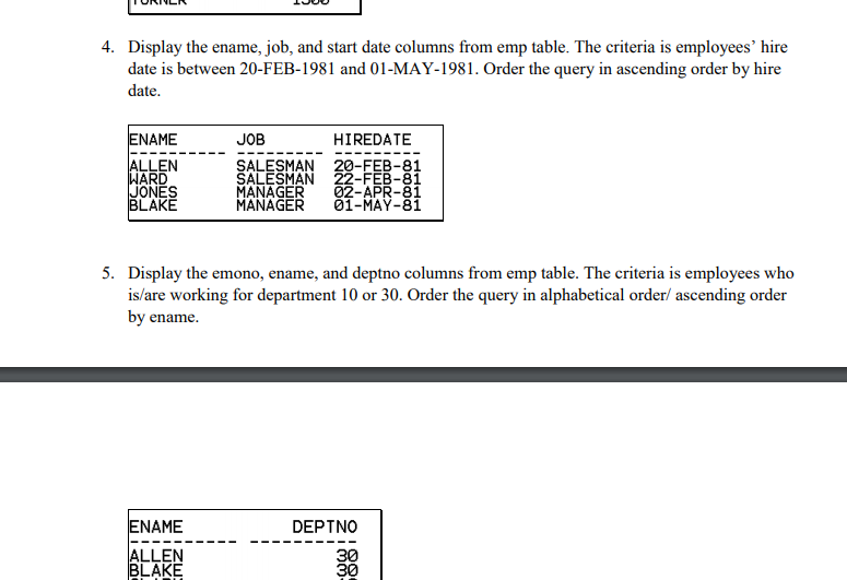 [Quiz start] 1. Create a SQL query to display the | Chegg.com
