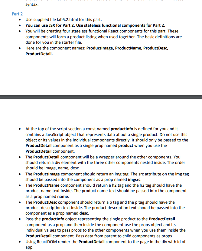 syntax. Part 2 Use supplied file lab5.2.html for this | Chegg.com