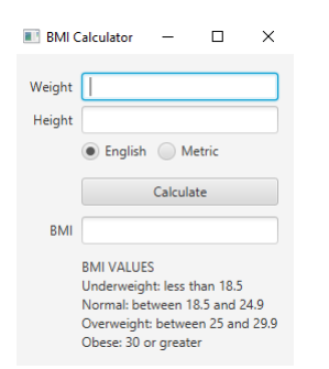 Solved JavaFx with Scene builder: Body Mass Index Calculator | Chegg.com