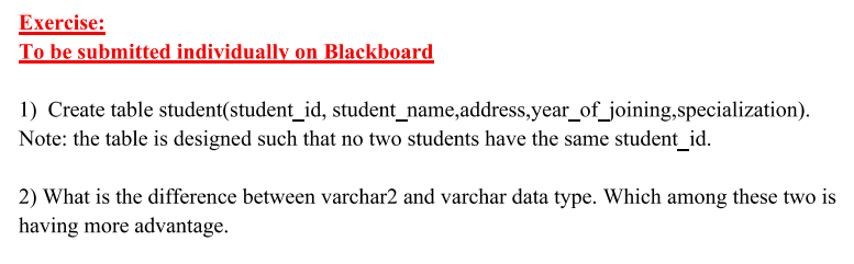 Solved 1) Create table student(student_id, | Chegg.com