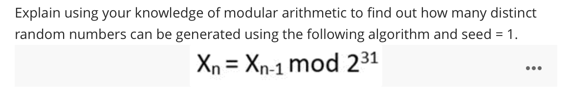 Solved Explain using your knowledge of modular arithmetic to | Chegg.com