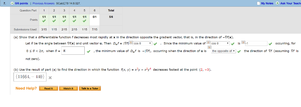 Solved 5/6 points Previous Answers SCalcET8 14.8.027 Ask | Chegg.com