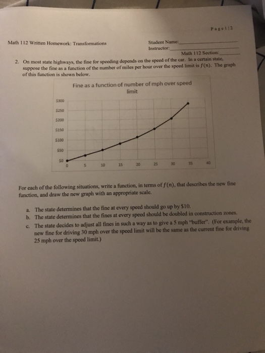Solved Pagel |2 Math 112 Written Homework: Transformations | Chegg.com