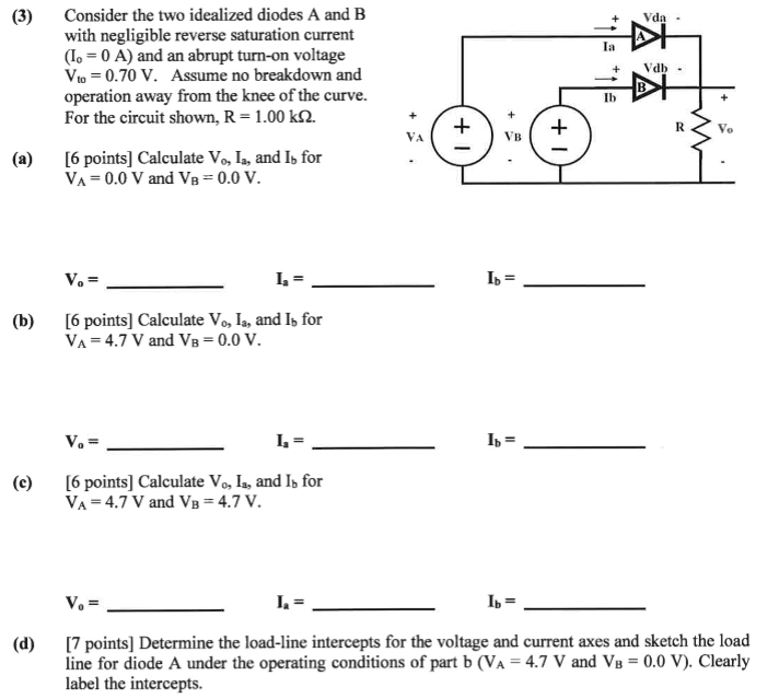 Solved (3) Vda . Consider the two idealized diodes A and B | Chegg.com