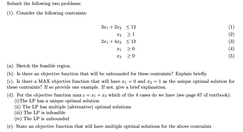 Solved (1). Consider the following contraints: | Chegg.com