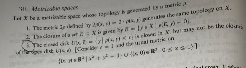 Solved 3E, Metrizable spaces Let X b e a metrizable space | Chegg.com
