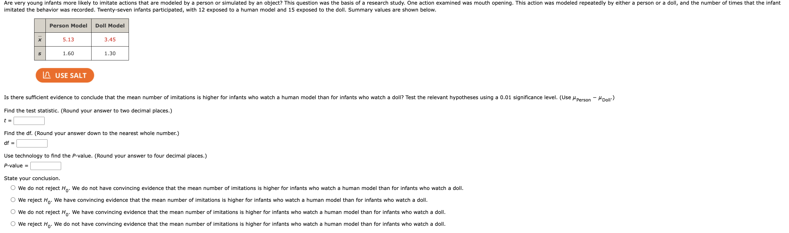 [solved] Find The Test Statistic Round Your Answer To T