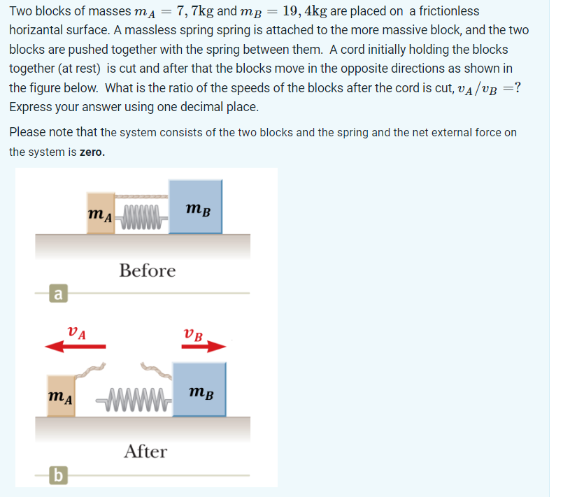 Solved Two blocks of masses mA=7,7 kg and mB=19,4 kg are | Chegg.com