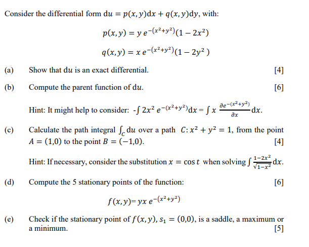 Solved Consider the differential form du=p(x,y)dx+q(x,y)dy, | Chegg.com