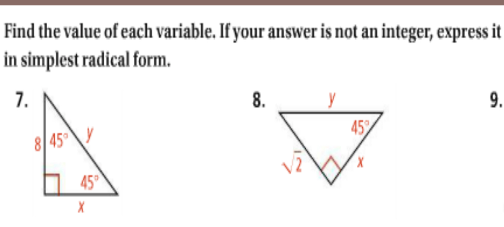 Solved Find the value of each variable. If your answer is | Chegg.com